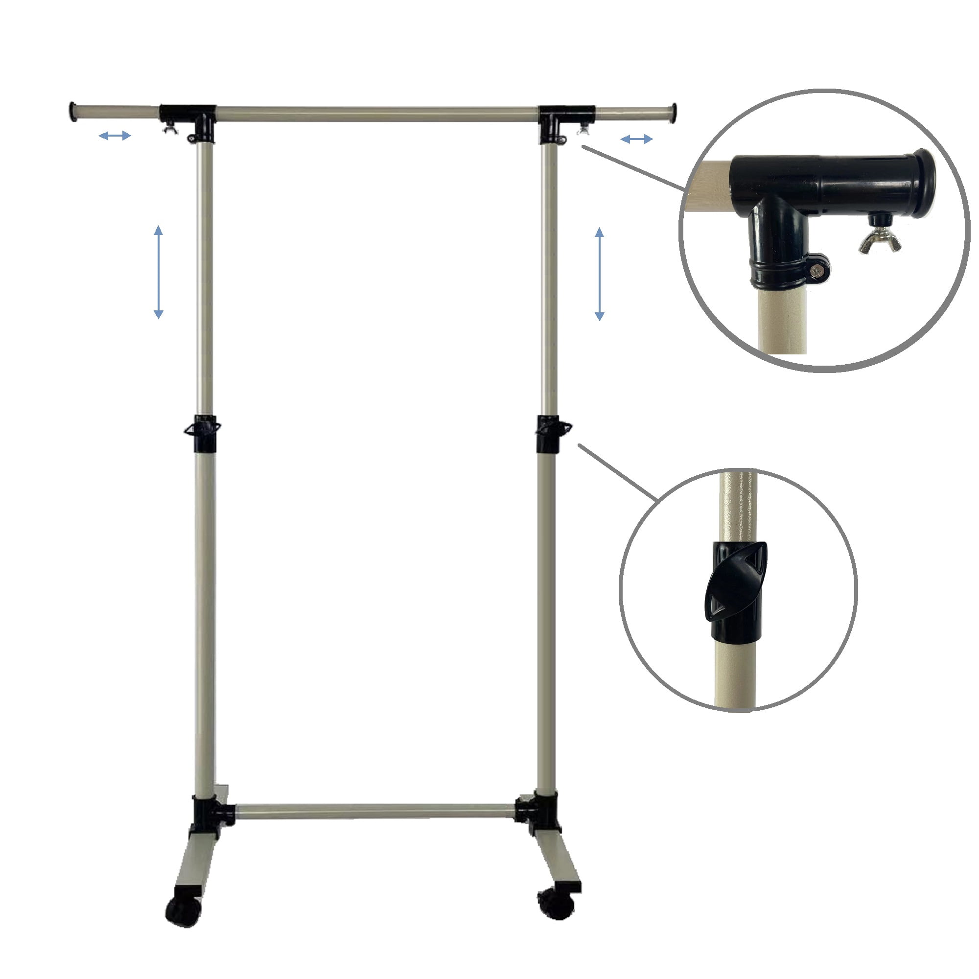 Heavy Duty Short Clothing Rack with Bottom Shelves, Wheels, and Rolling ...