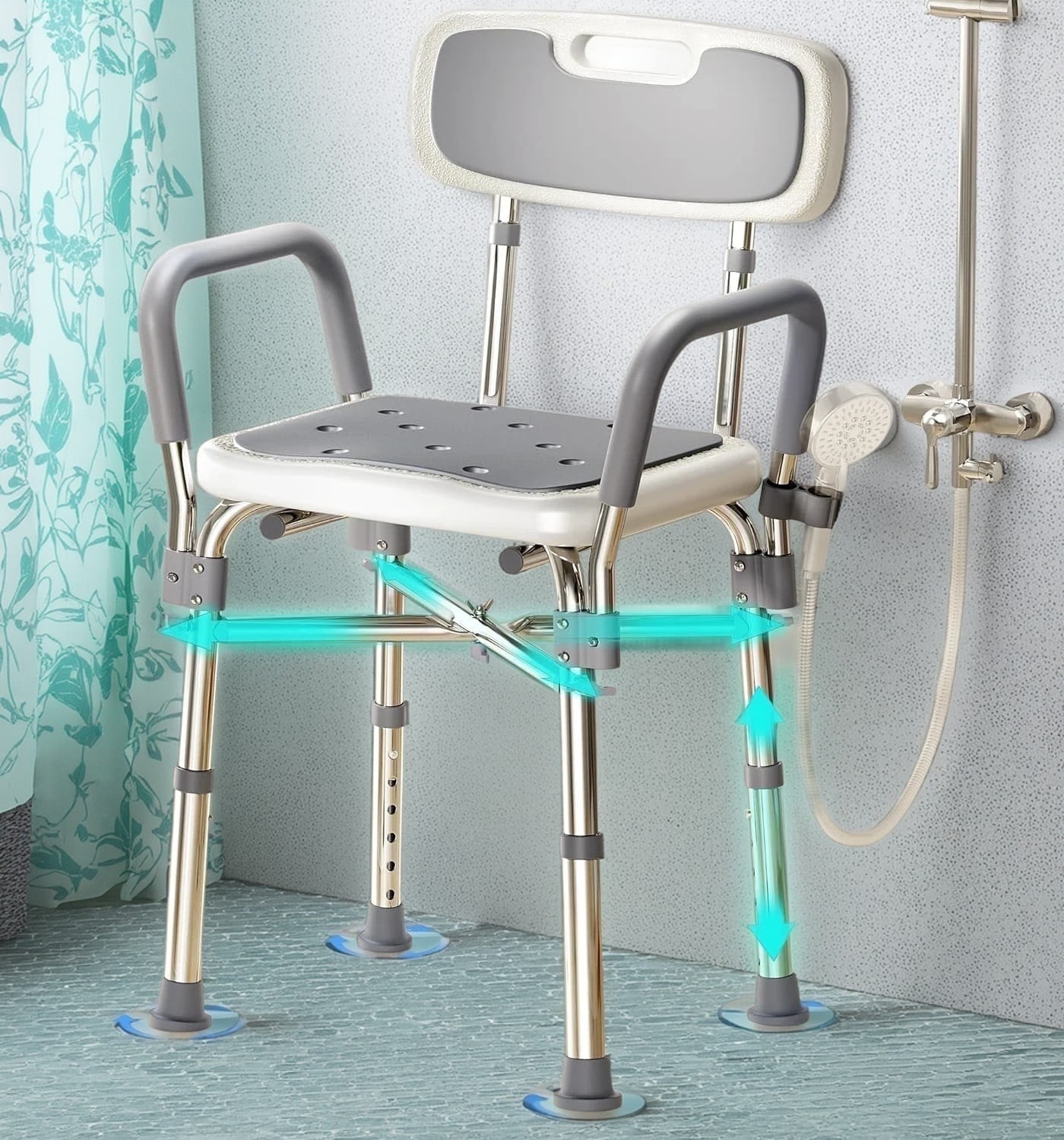 Bluelog Shower Chair for Elderly, Adjustable Shower Bench with User ...
