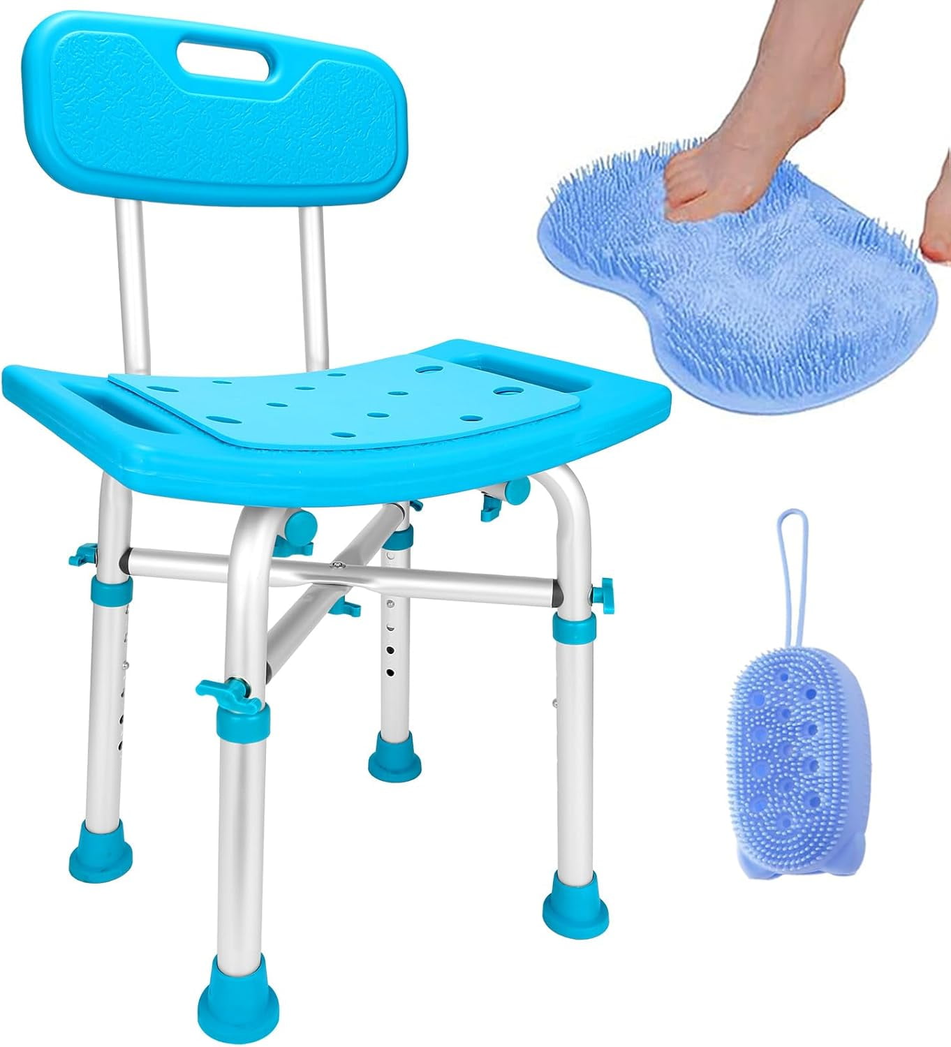 Heavy Duty Shower Chair with Back 500Lbs, 𝐅𝐫𝐞𝐞 𝐒𝐡𝐨𝐰𝐞𝐫 𝐒𝐜𝐫𝐮𝐛𝐛𝐞𝐫 𝐁𝐮𝐧𝐝𝐥𝐞𝐬 ...