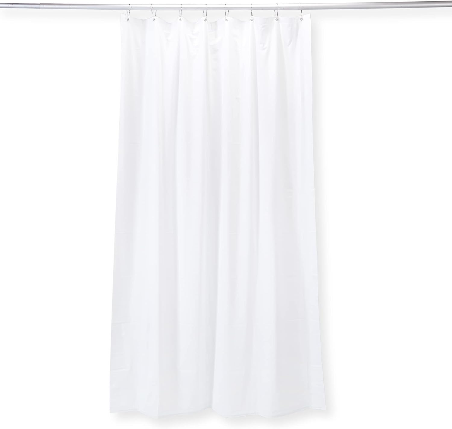 Heavy-Duty Shower Curtain - Chain Weighted Water Barrier Stopper/Works ...