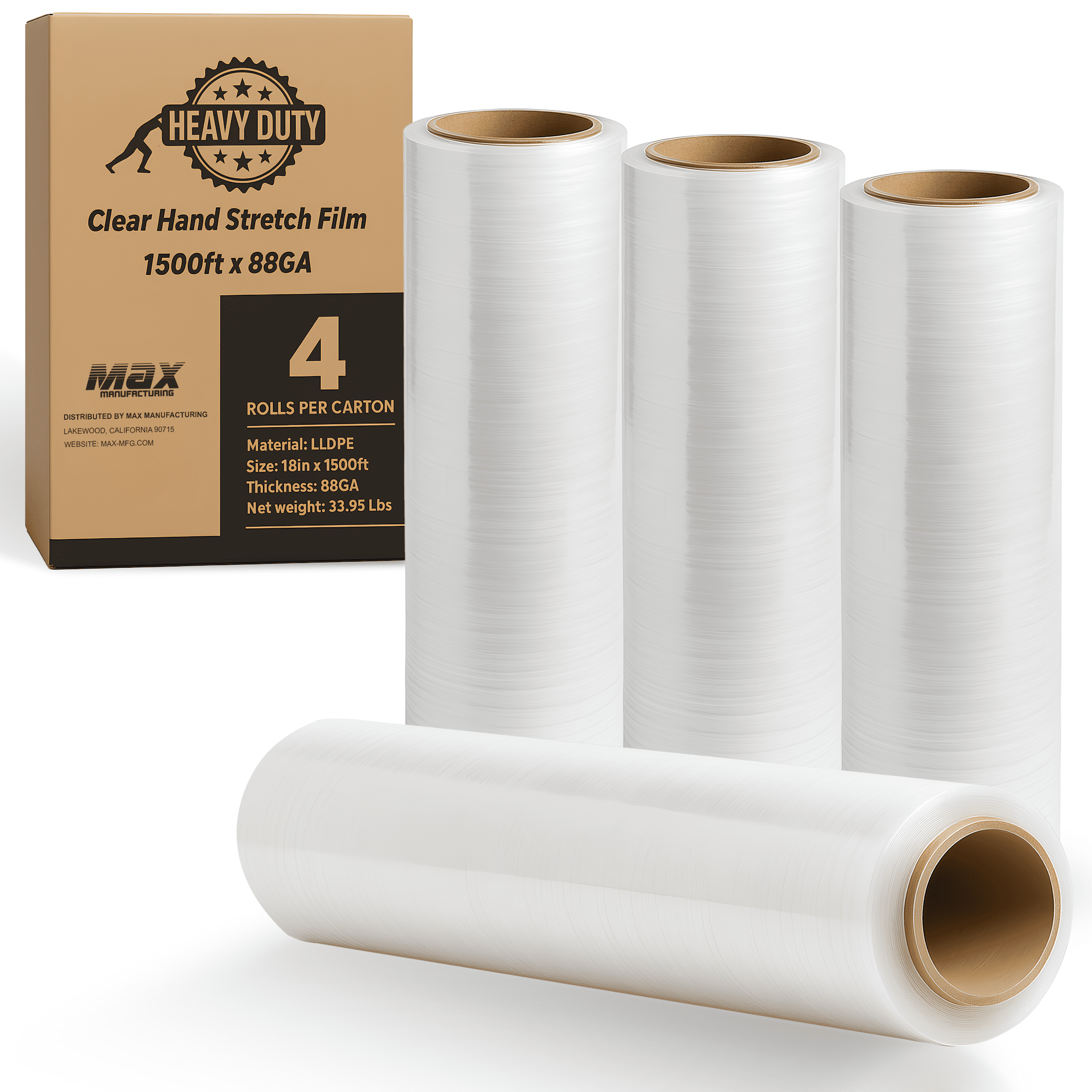 Heavy Duty Shrink Wrap Roll 18" x 1500 FT | Clear Stretch Wrap for ...