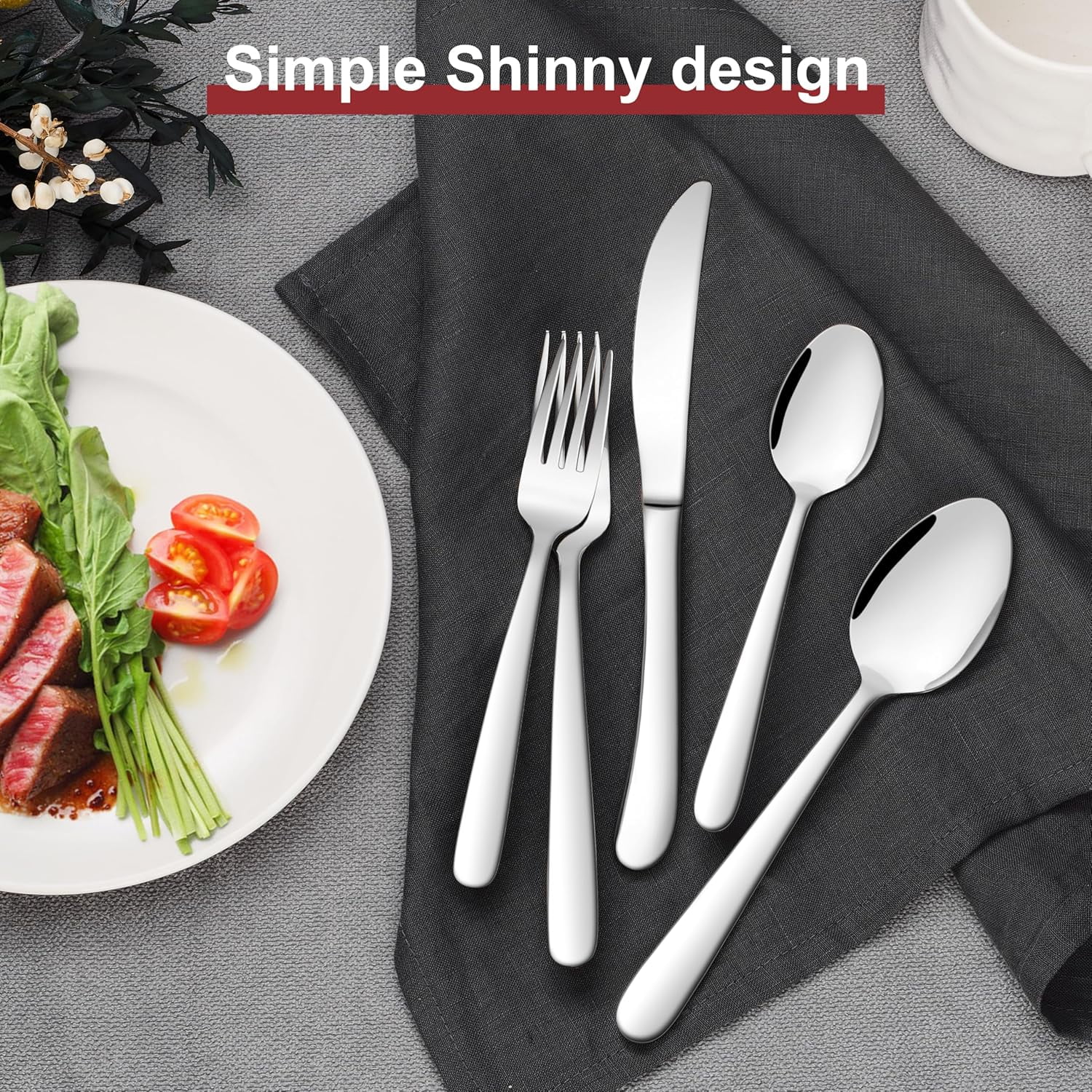 Heavy Duty Silverware Set for 12, 60-Piece Stainless Steel Flatware ...