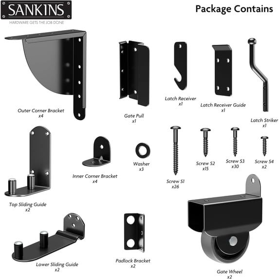 Heavy Duty Sliding Gate Kit, Adjustable Sliding Gate Hardware Kit for ...