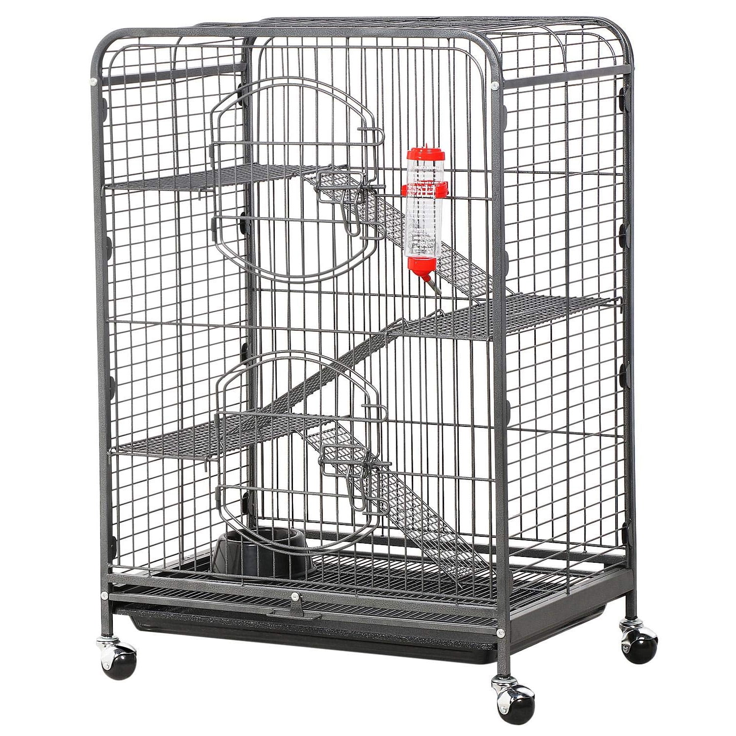 Heavy-Duty Small Pet Cage, 4-Tier Metal Habitat with Ramps, 20"W x 20"L ...