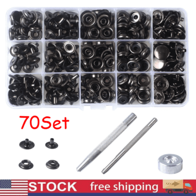 Heavy Duty Snap Fastener Button Kit 70 Set 15mm 5/8" Stainless Steel ...