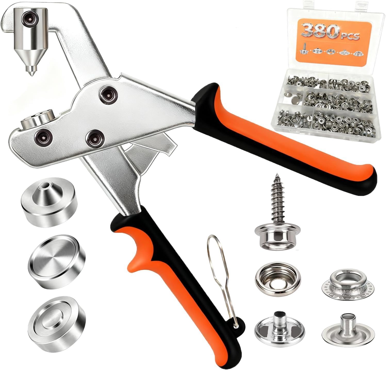Heavy Duty Snap Fasteners Kit & Snap Fastener Tool with 100 Sets 15mm ...