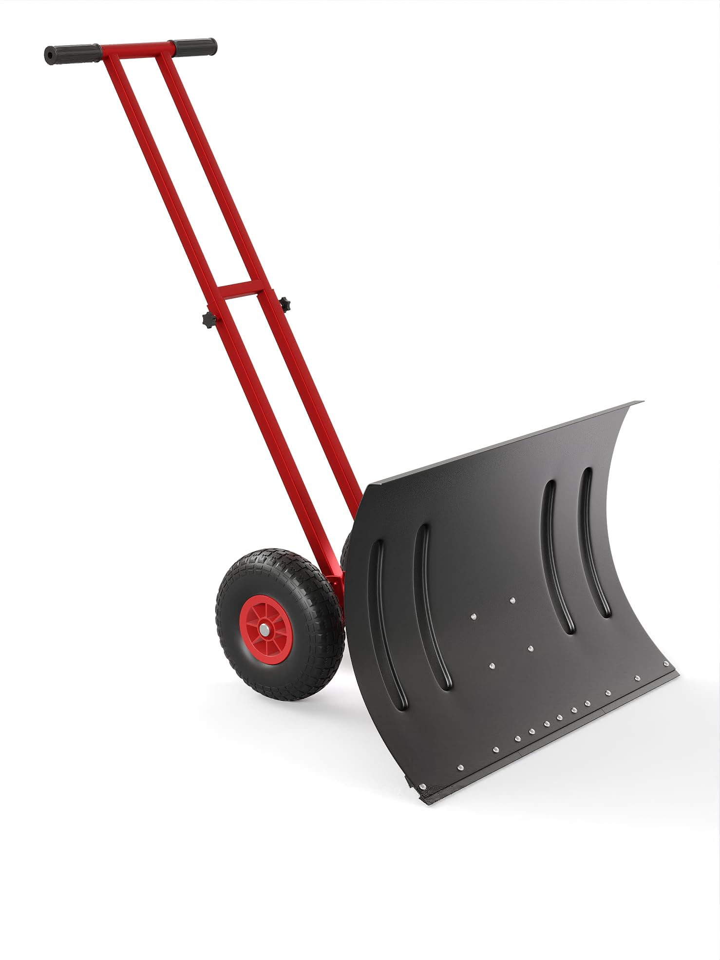 Heavy Duty Snow Pusher with Wheels, 29" Adjustable Angle Metal Blade ...