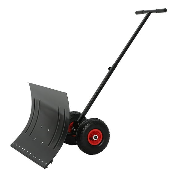 Heavy-Duty Snow Pusher with Wheels, 30in Snow Shovel Plow, 5-Position ...