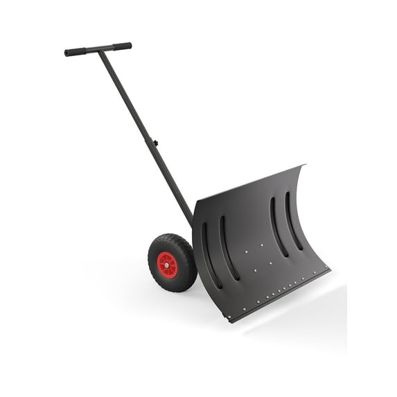 Heavy-Duty Snow Pusher with Wheels, 30in Snow Shovel Plow, 5-Position ...