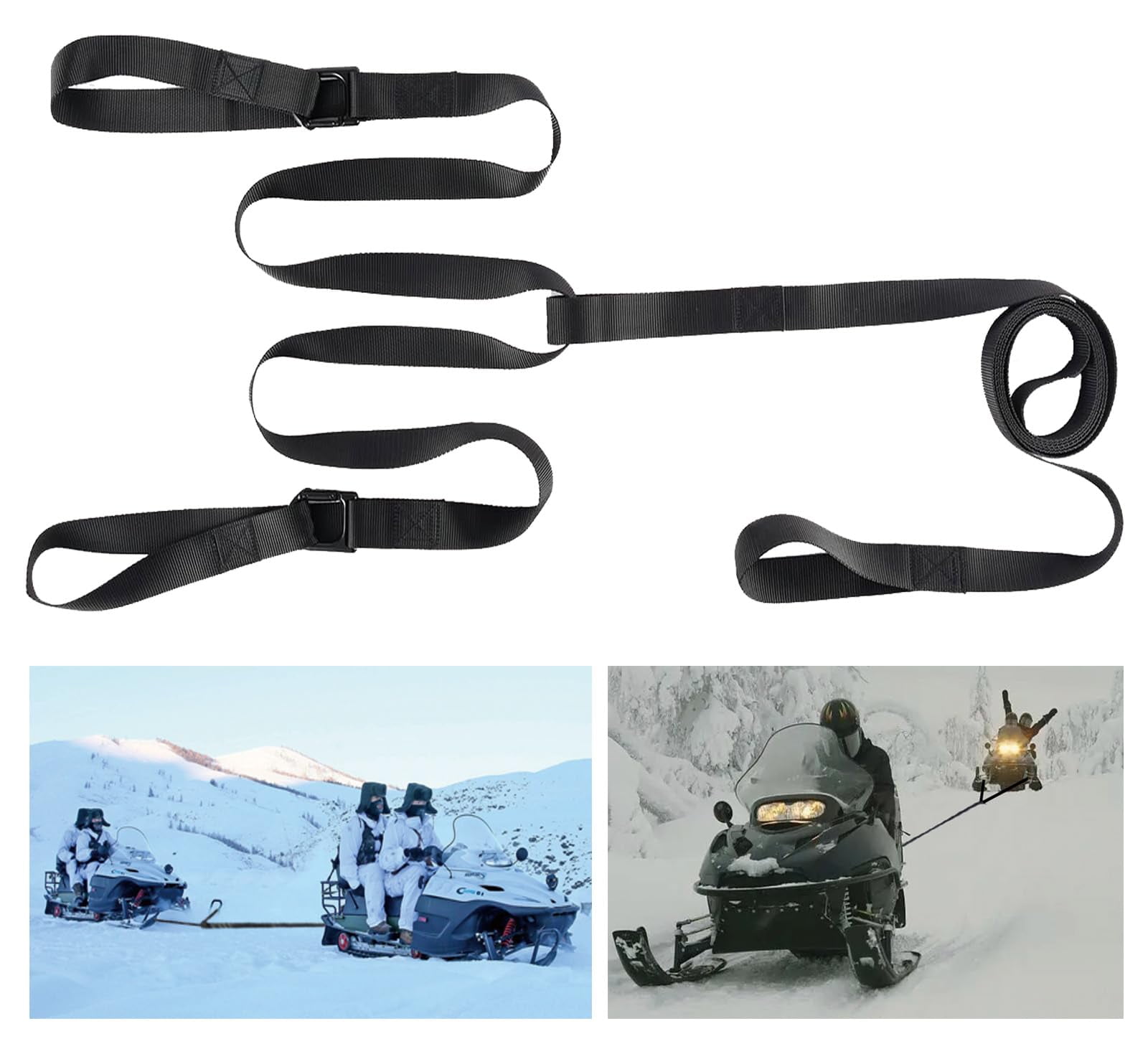 Heavy Duty Snowmobile Tow Straps, Long Reinforced Emergency Gear ATV ...