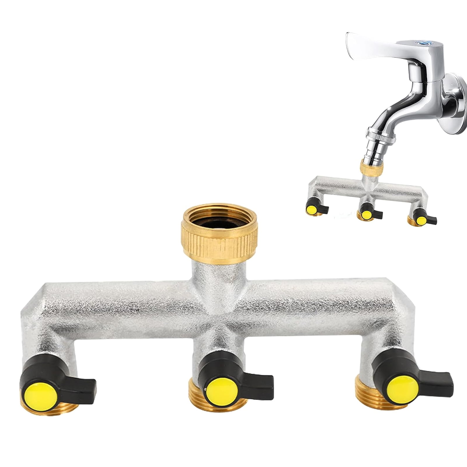 Heavy Duty Solid Brass 3 Way Garden Hose Splitter Nozzle Connector 3 ...