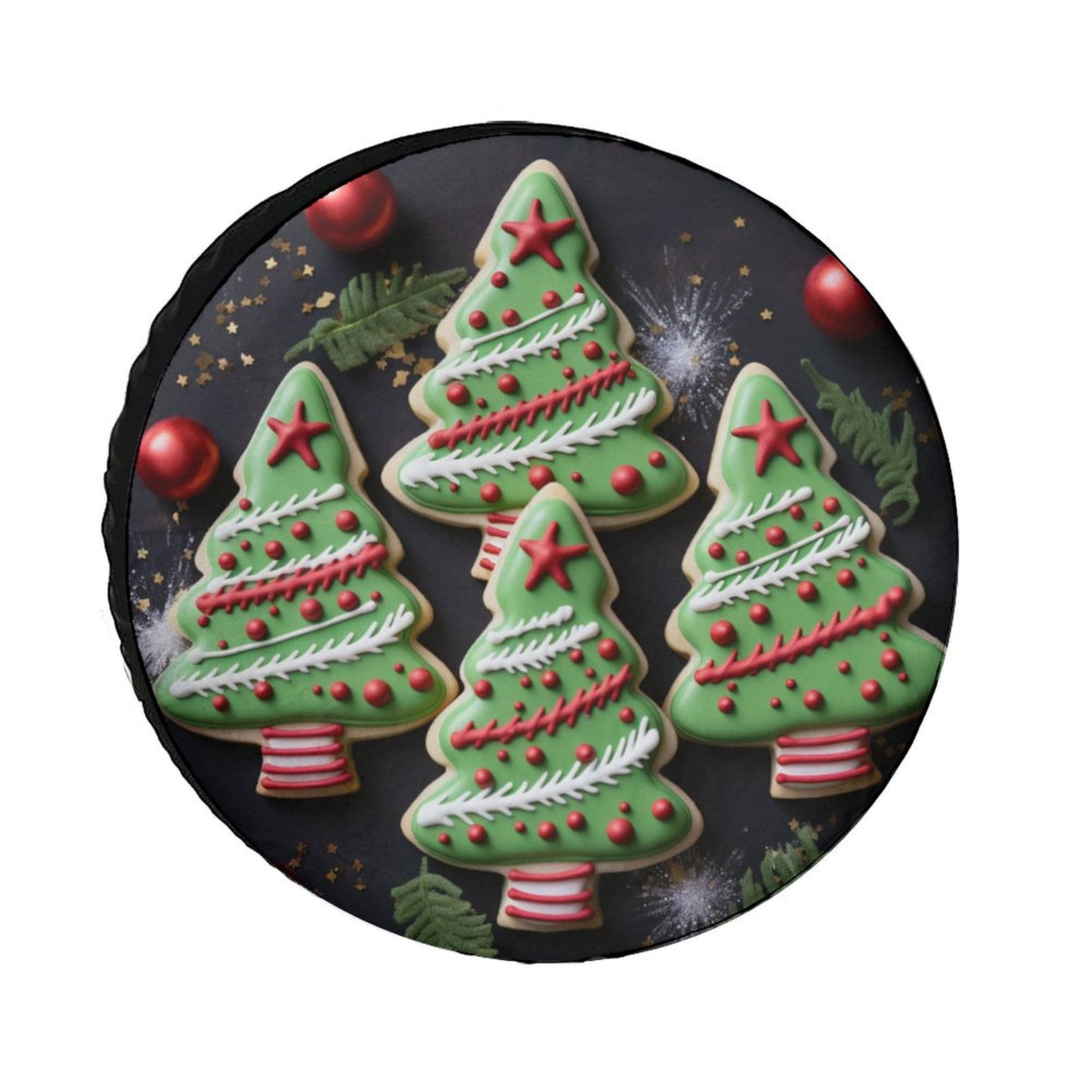 Heavy Duty Spare Tire Cover 12inch Christmas Tree Themed Cookies ...
