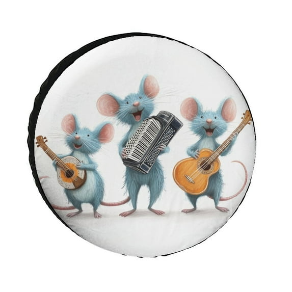 Heavy Duty Spare Tire Cover 12inch Funny Christmas Mouse Music Band ...