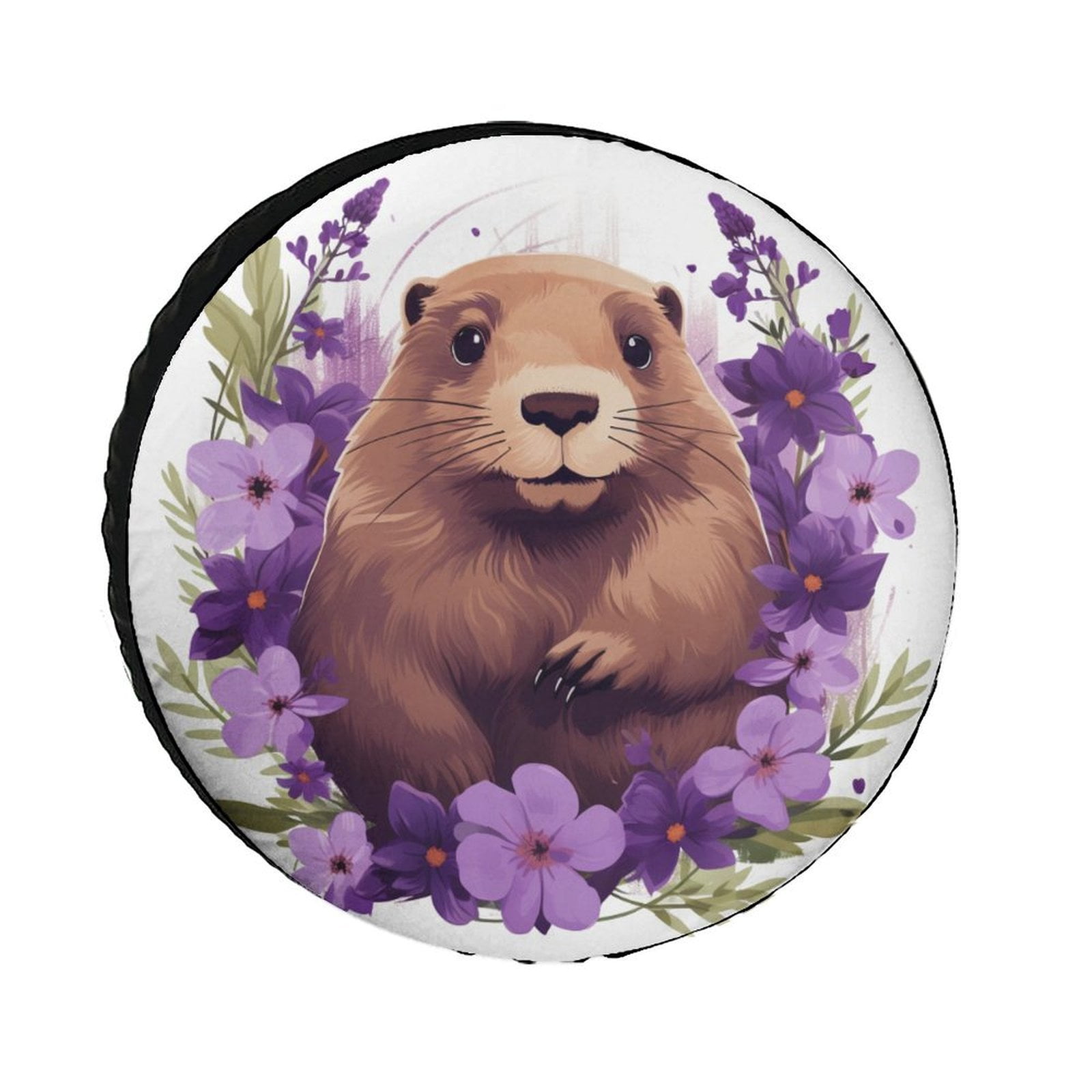 Heavy Duty Spare Tire Cover 12inch Marmot, Groundhog Animal with Purple ...