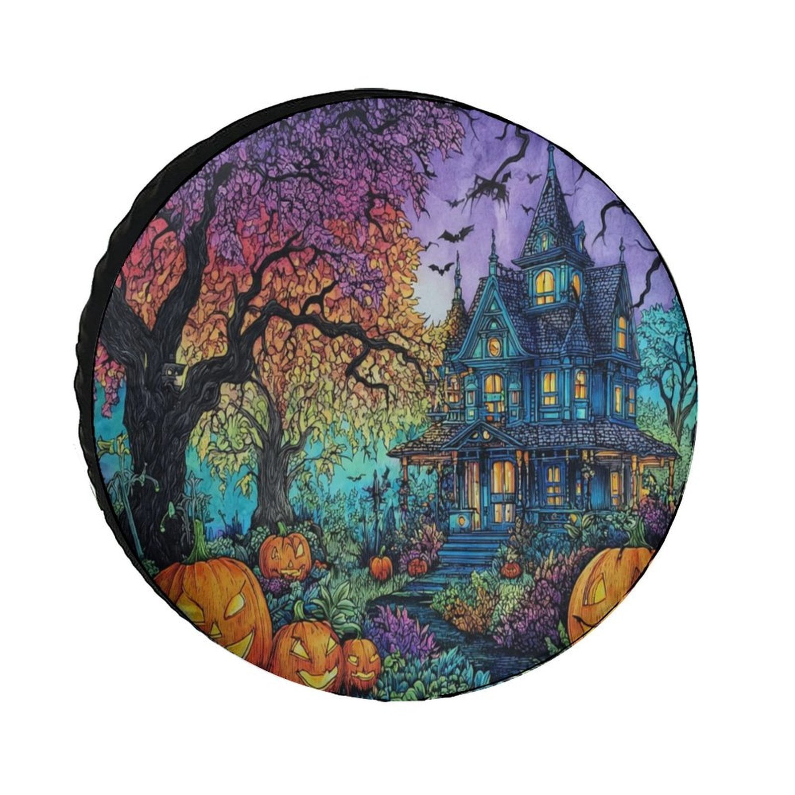 Heavy Duty Spare Tire Cover 13inch Halloween House And Pumpkins ...