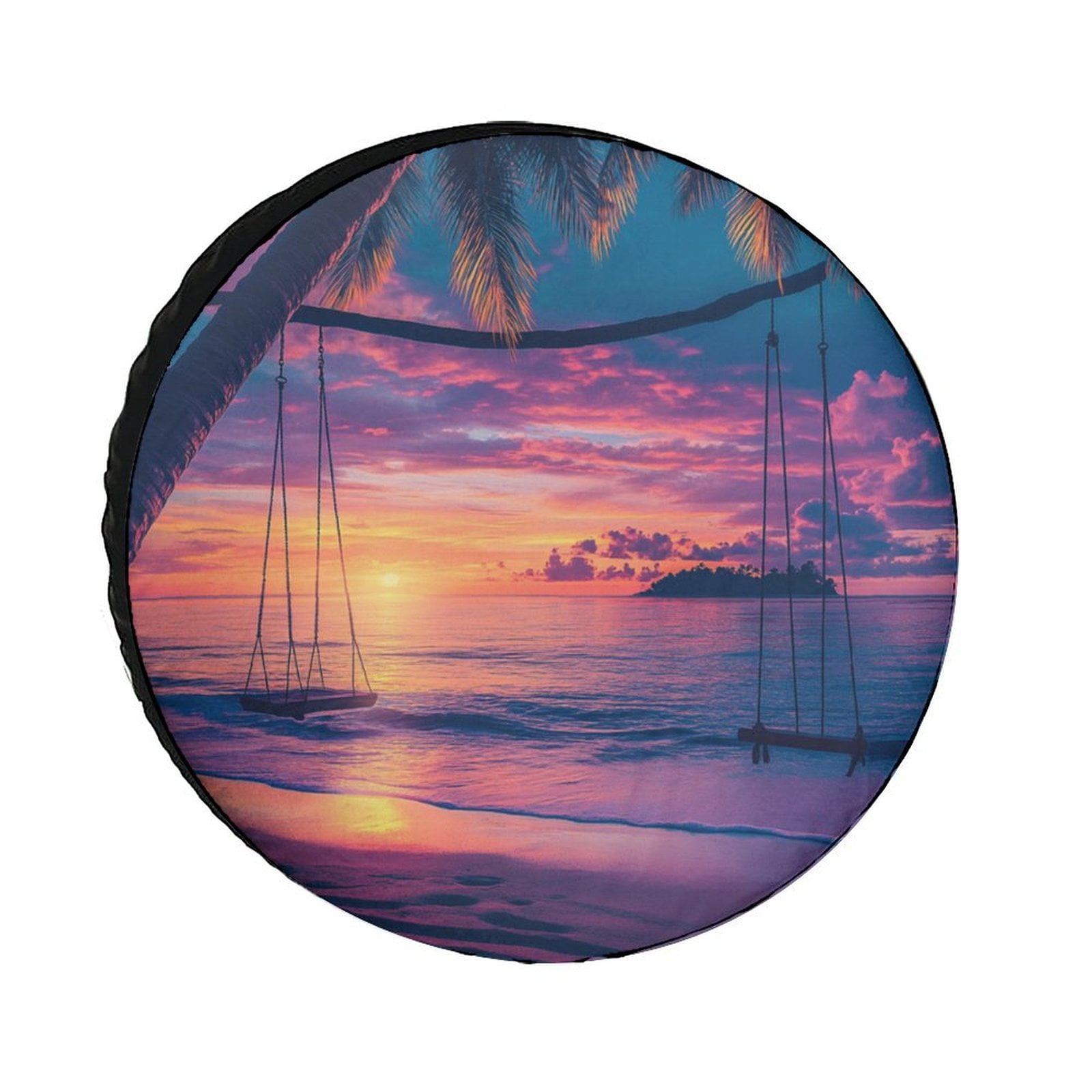 Heavy Duty Spare Tire Cover 13inch Sunset on The Beach with Palm Trees ...