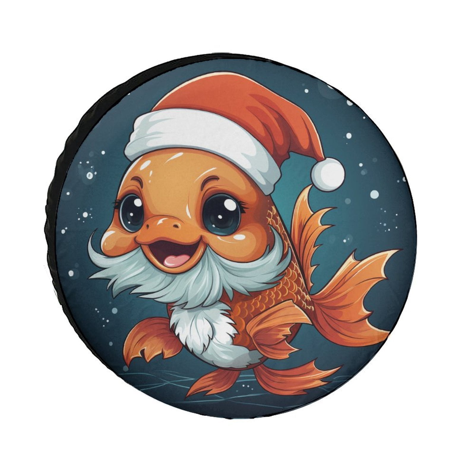 Heavy Duty Spare Tire Cover 14inch Cartoon Goldfish Wear Red Santa Hat ...