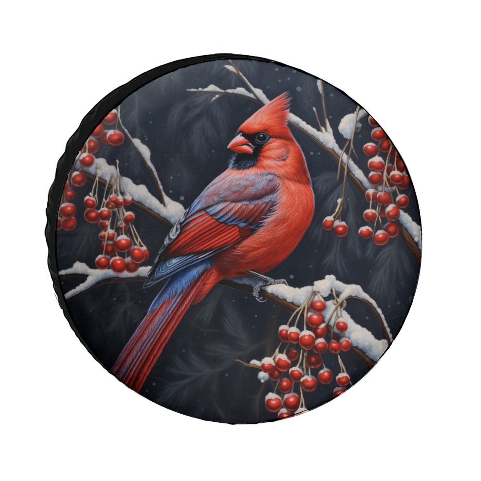 Heavy Duty Spare Tire Cover 14inch Red Bird With Holly On A Snowy ...