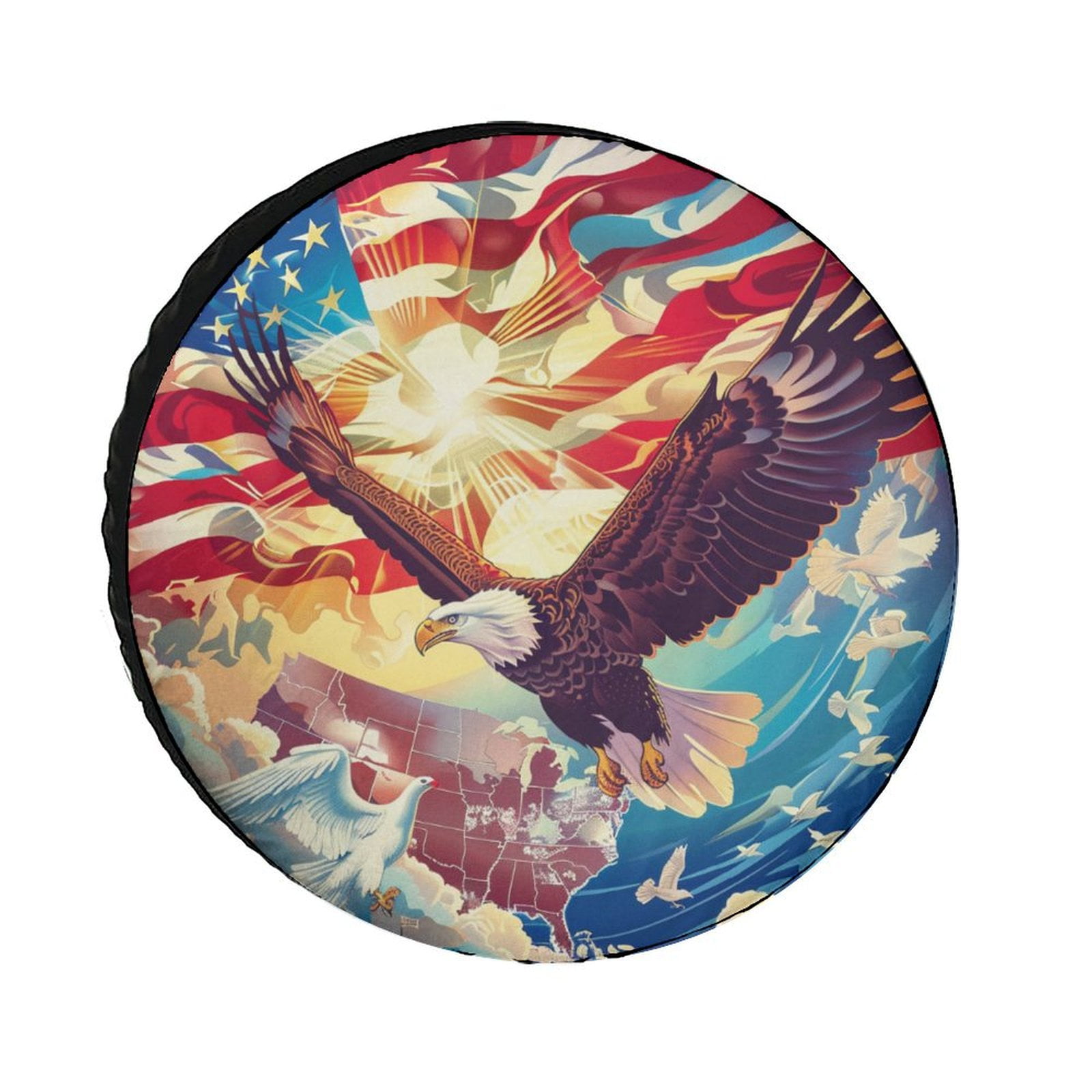 Heavy Duty Spare Tire Cover 15 Inch American Flag Eagle Wheel Tire ...