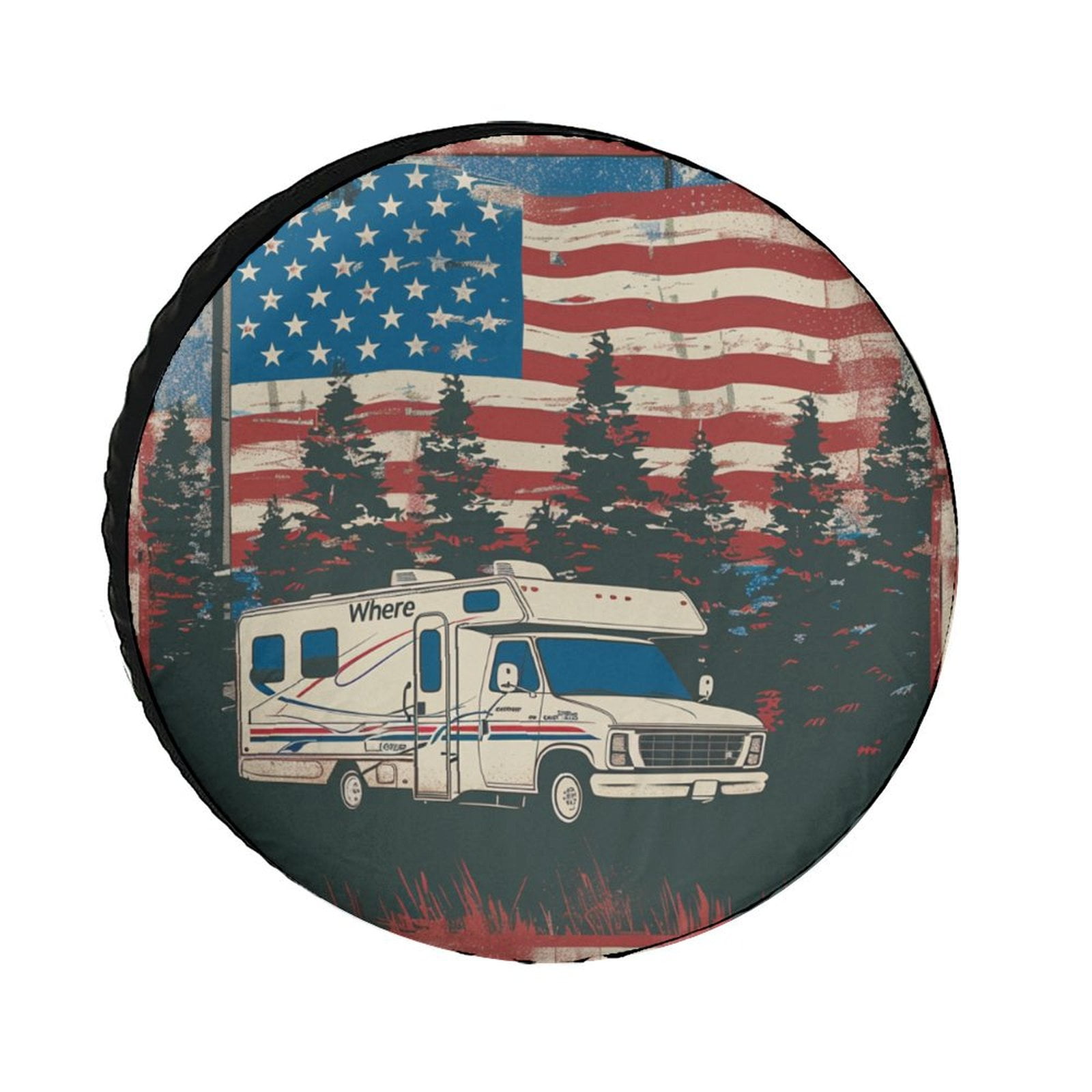 Heavy Duty Spare Tire Cover 15 Inch I Go Where I'm Towed American Flag ...