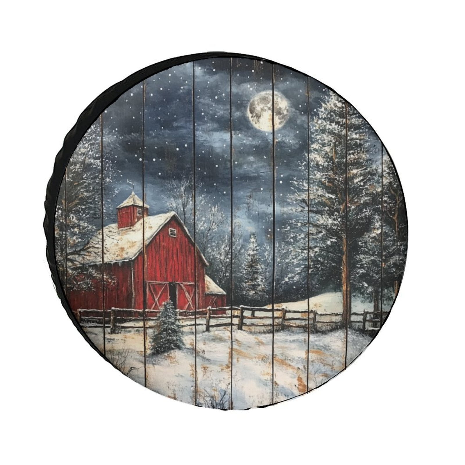 Heavy Duty Spare Tire Cover 15inch Rustic Red Barn Winter Old Barn ...