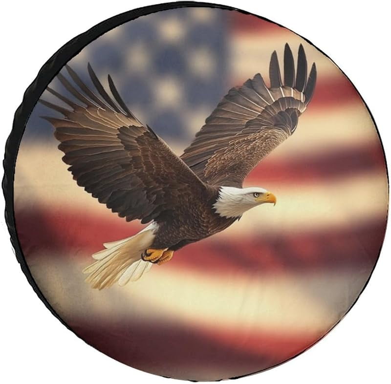 Heavy Duty Spare Tire Cover American Bald Eagle Weatherproof Wheel ...