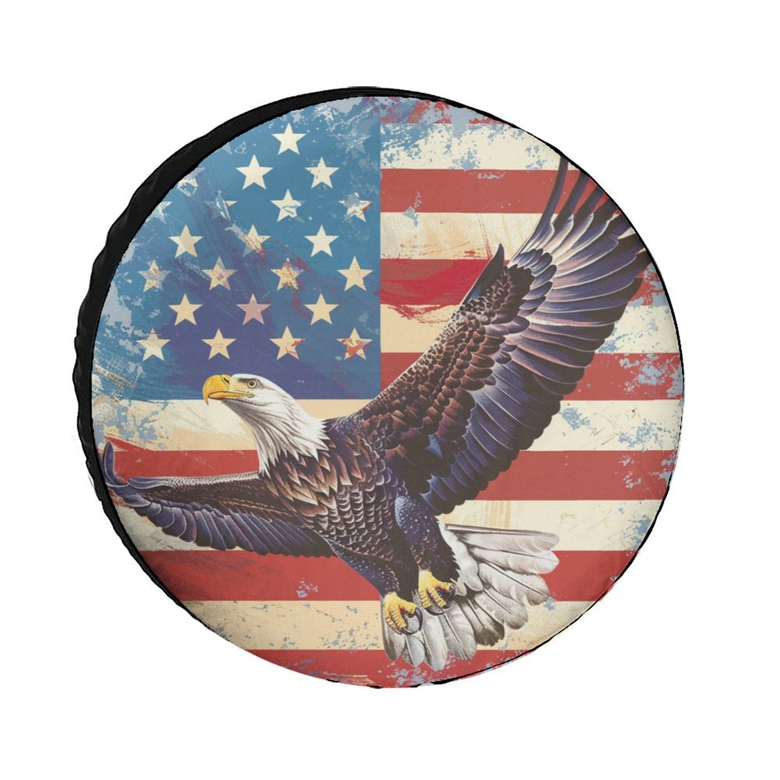 Heavy Duty Spare Tire Cover Bald Eagle with American Flag Weatherproof ...
