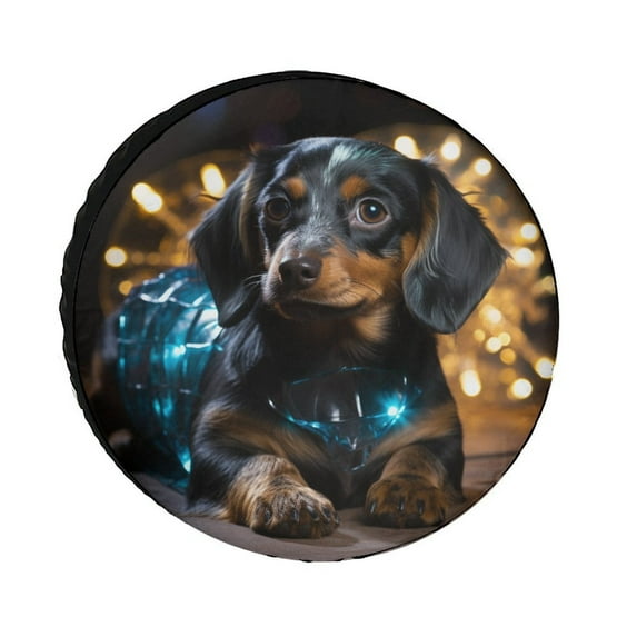 Heavy Duty Spare Tire Cover Blue Star Lights Dachshund Dog Silhouette ...