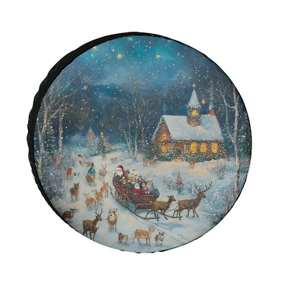 Heavy Duty Spare Tire Cover Christmas Magic Reindeer And Santa's Sleigh ...