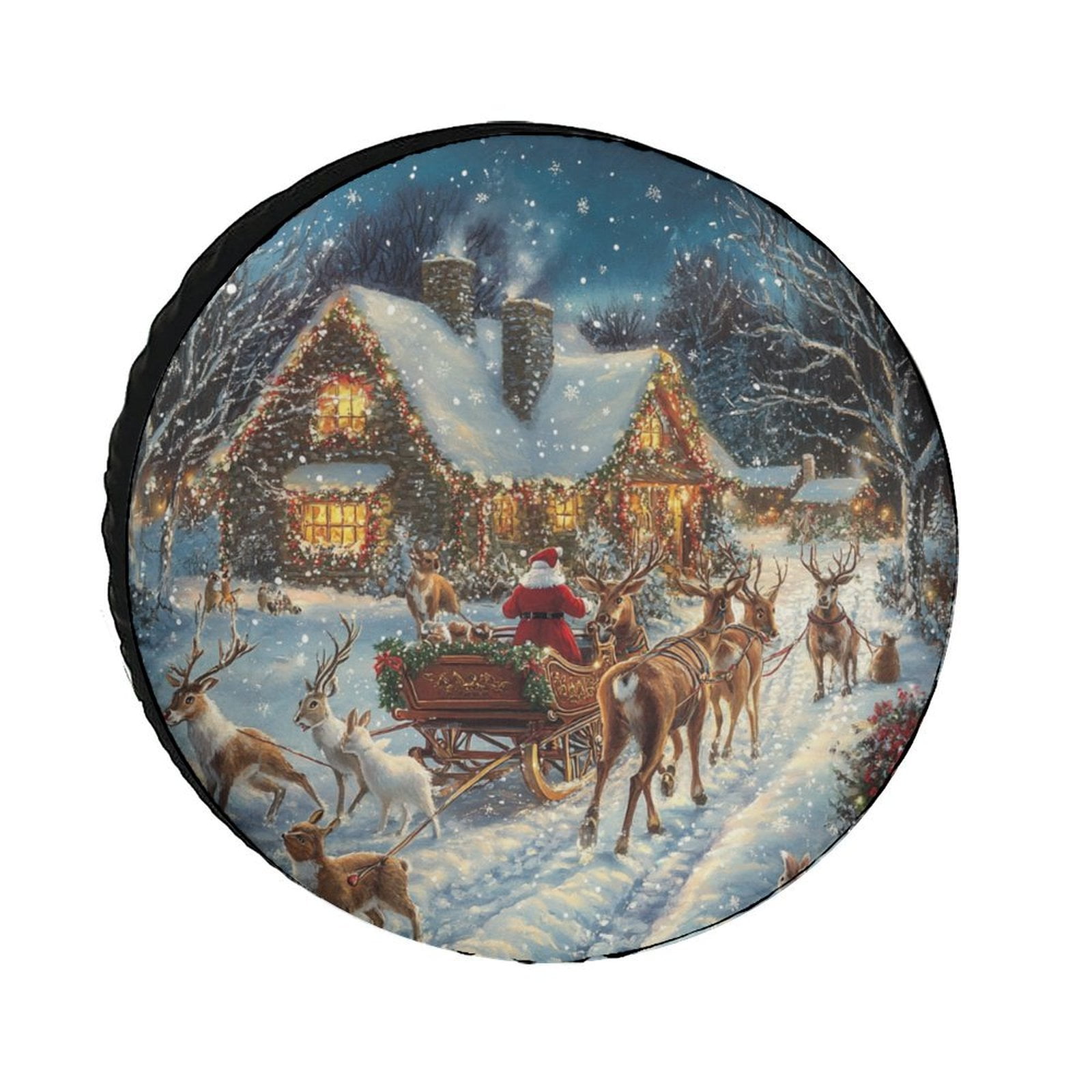 Heavy Duty Spare Tire Cover Christmas Magic Reindeer And Santa's Sleigh ...