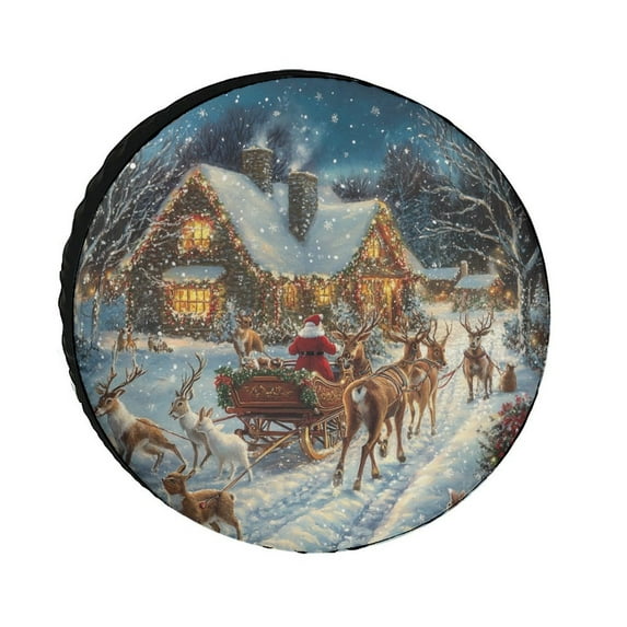 Heavy Duty Spare Tire Cover Christmas Magic Reindeer And Santa's Sleigh ...