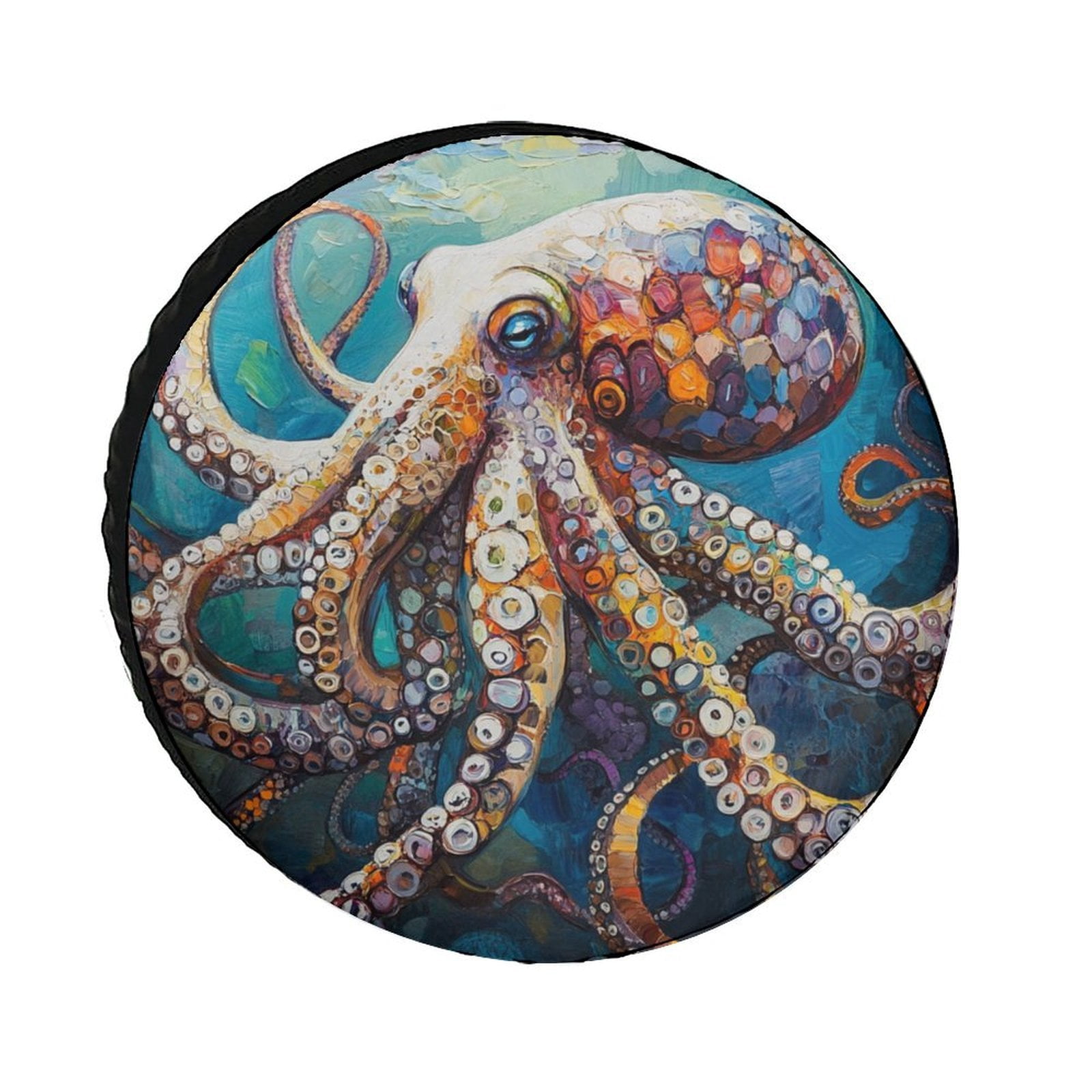 Heavy Duty Spare Tire Cover Colorful Octopus Waterproof Polyester Wheel ...