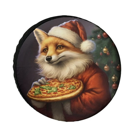 Heavy Duty Spare Tire Cover Fox Pizza Christmas Protectors Weatherproof ...
