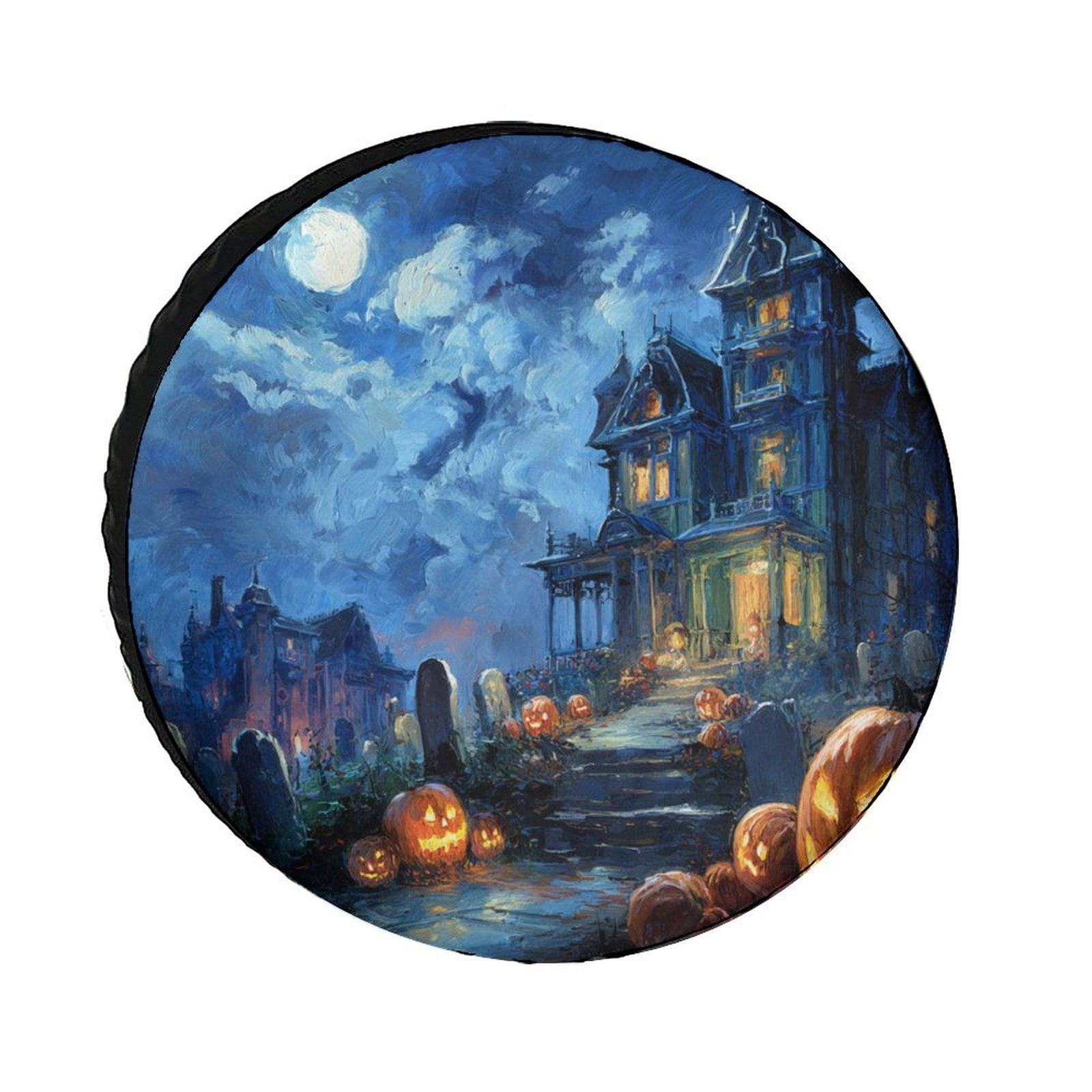 Heavy Duty Spare Tire Cover Halloween House And Pumpkins Weatherproof ...