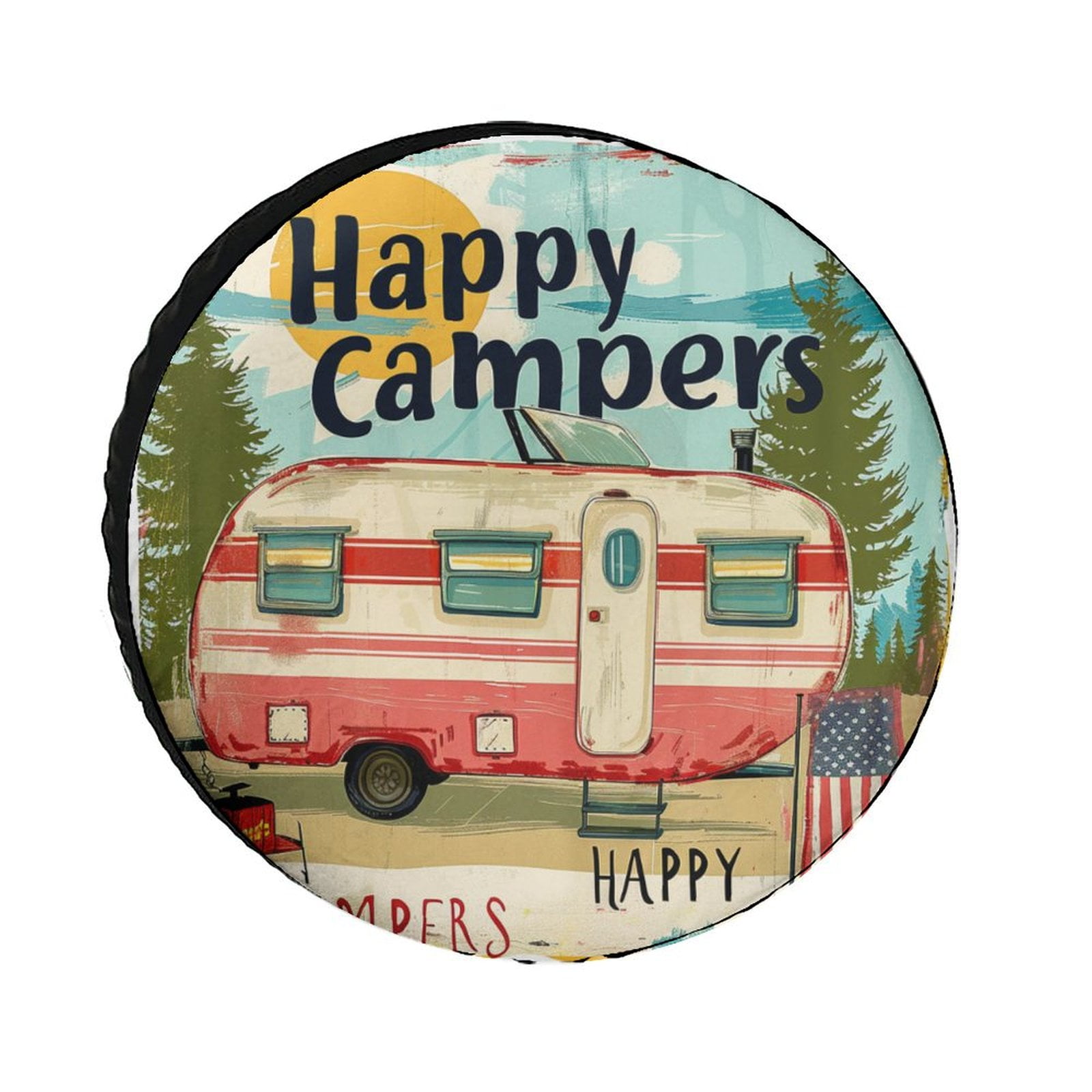 Heavy Duty Spare Tire Cover Happy Campers Wheel Protectors Weatherproof ...