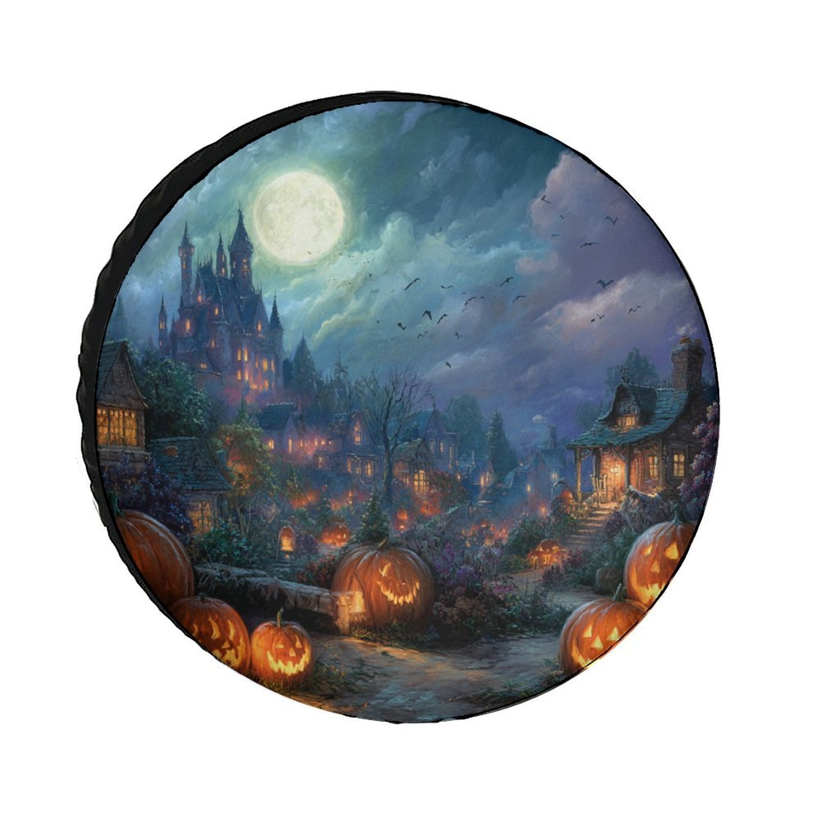 Heavy Duty Spare Tire Cover Spooky Halloween Night Scene Waterproof Sun ...