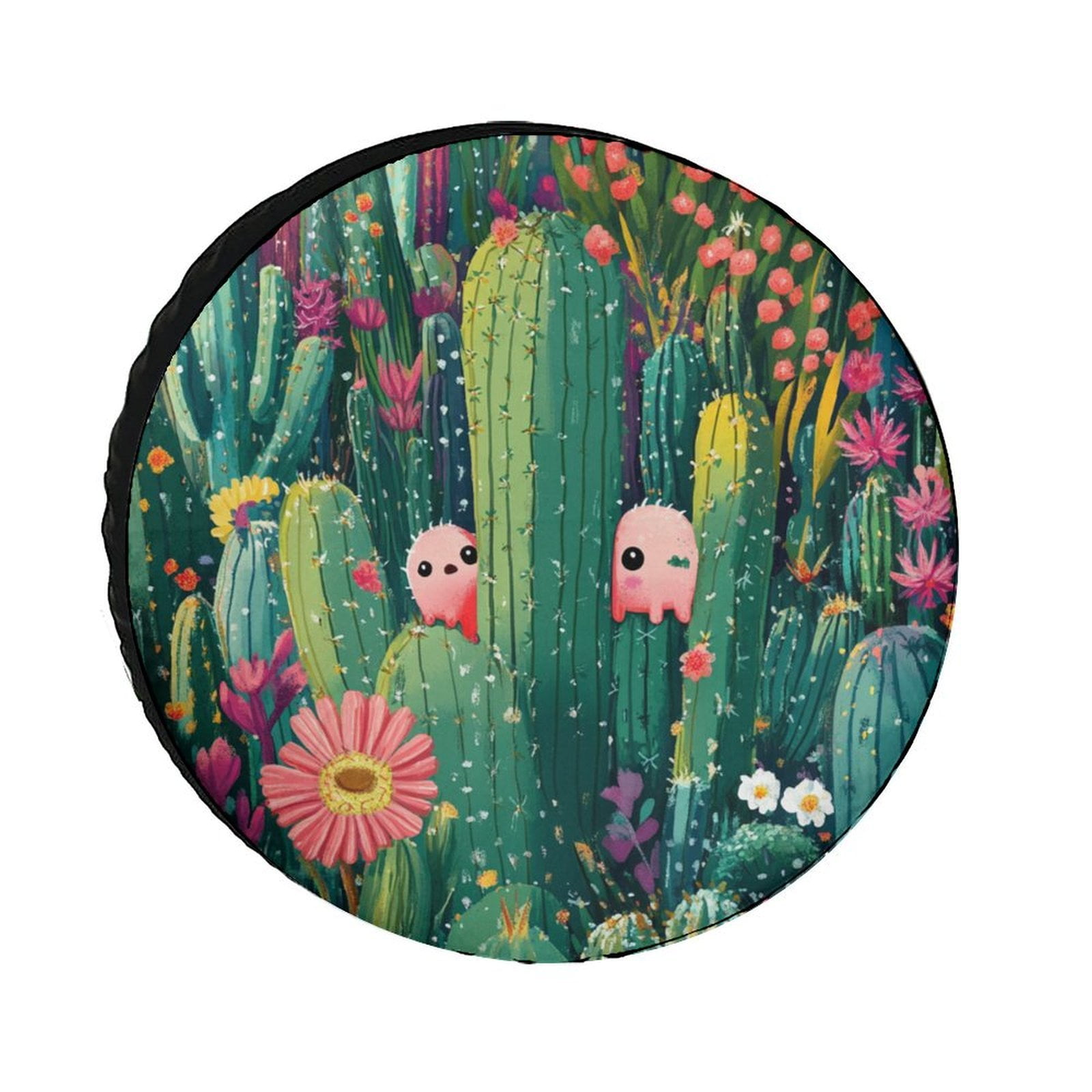 Heavy Duty Spare Tire Cover Watercolor Cactus Summer Weatherproof ...