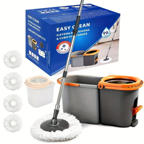 Heavy-Duty Spinning Mop & Bucket Set w/ Foot-Pedal Wringer – Manual (No ...