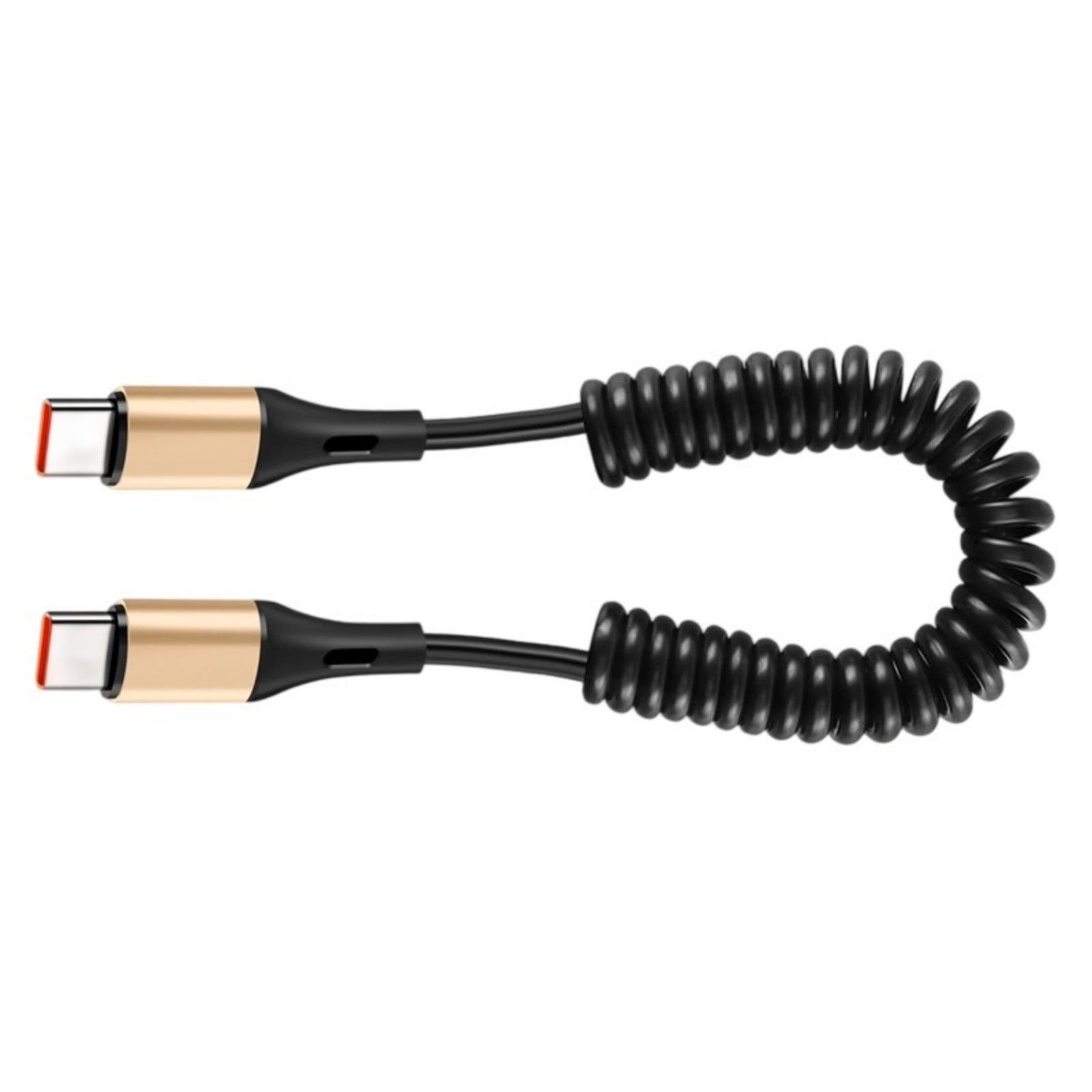 Heavy Duty Spring Coiled Charging Cable 240W Fast Charging Double USB C ...