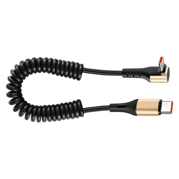 Heavy Duty Spring Coiled Charging Cable 240W Fast Charging Double USB C ...