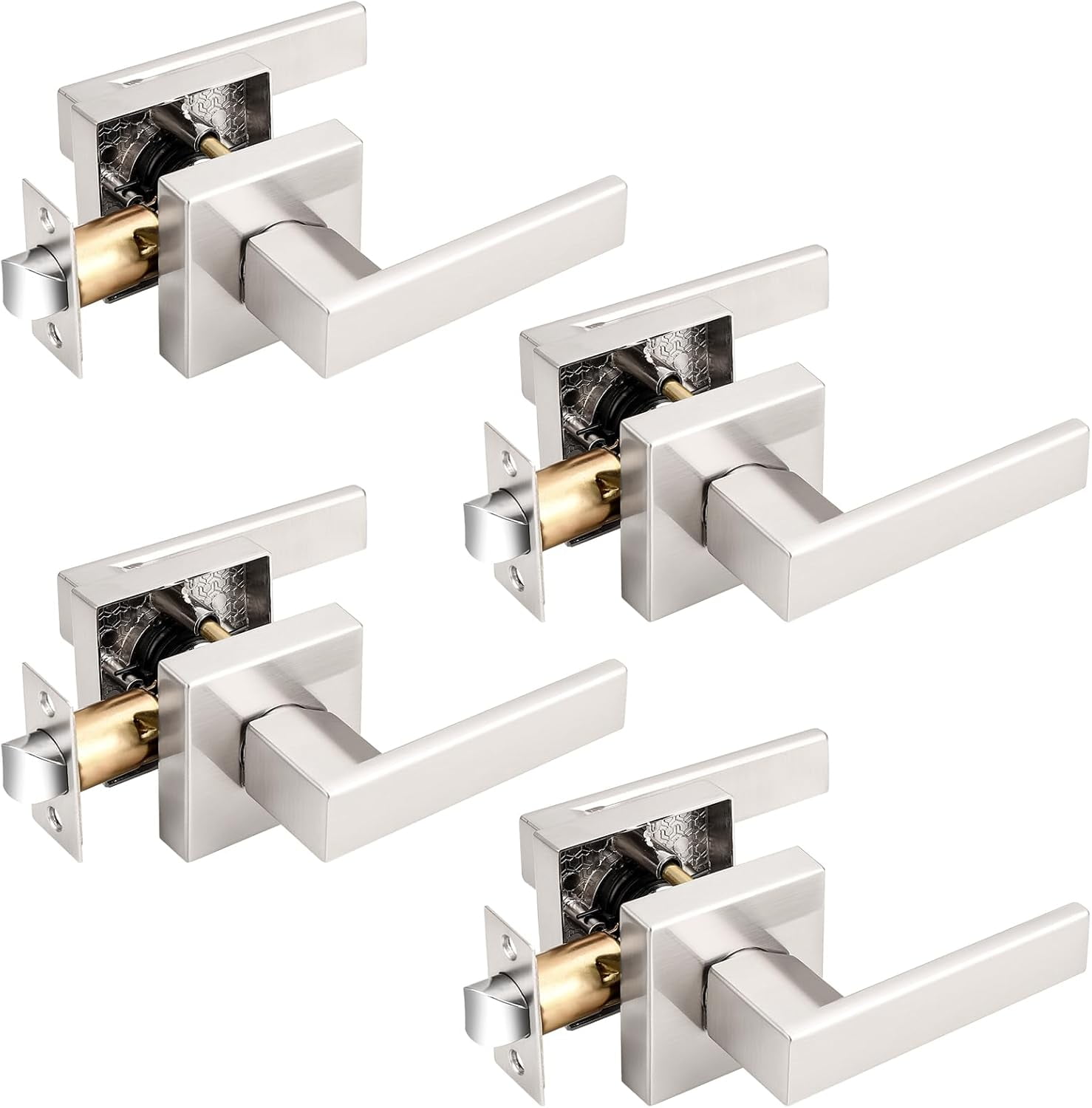 Heavy Duty Square Passage Door Levers Set for Hall or Closet, Satin ...