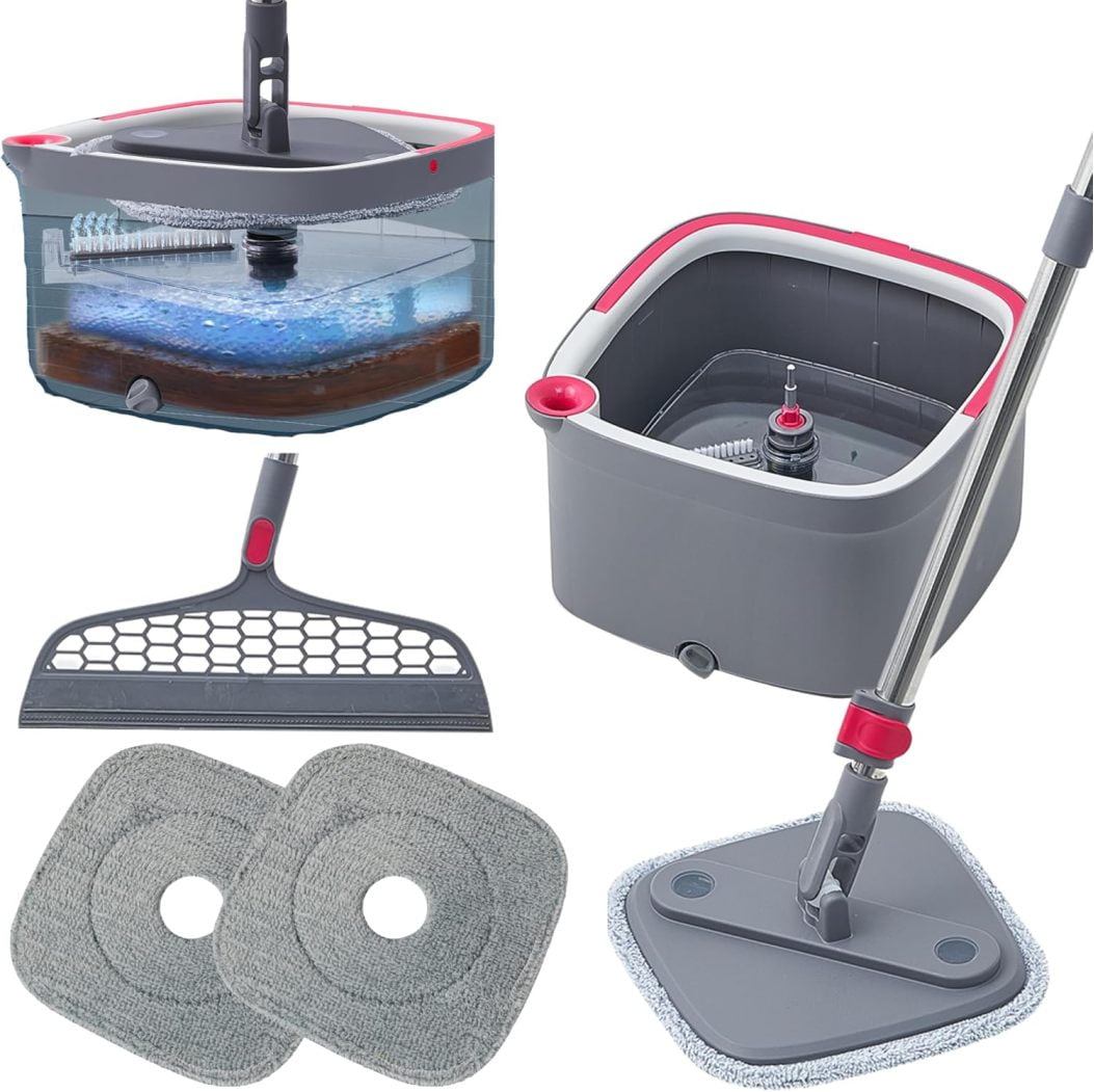 Heavy Duty Square Spin Mop for Floor Cleaning, Separate Compartment for ...