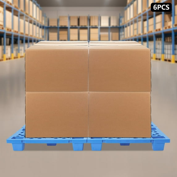 Heavy-Duty Stackable Pallet Set – 6-Pack, 220.46 Lbs Capacity, Durable HDPE & PP, Interlocking ...