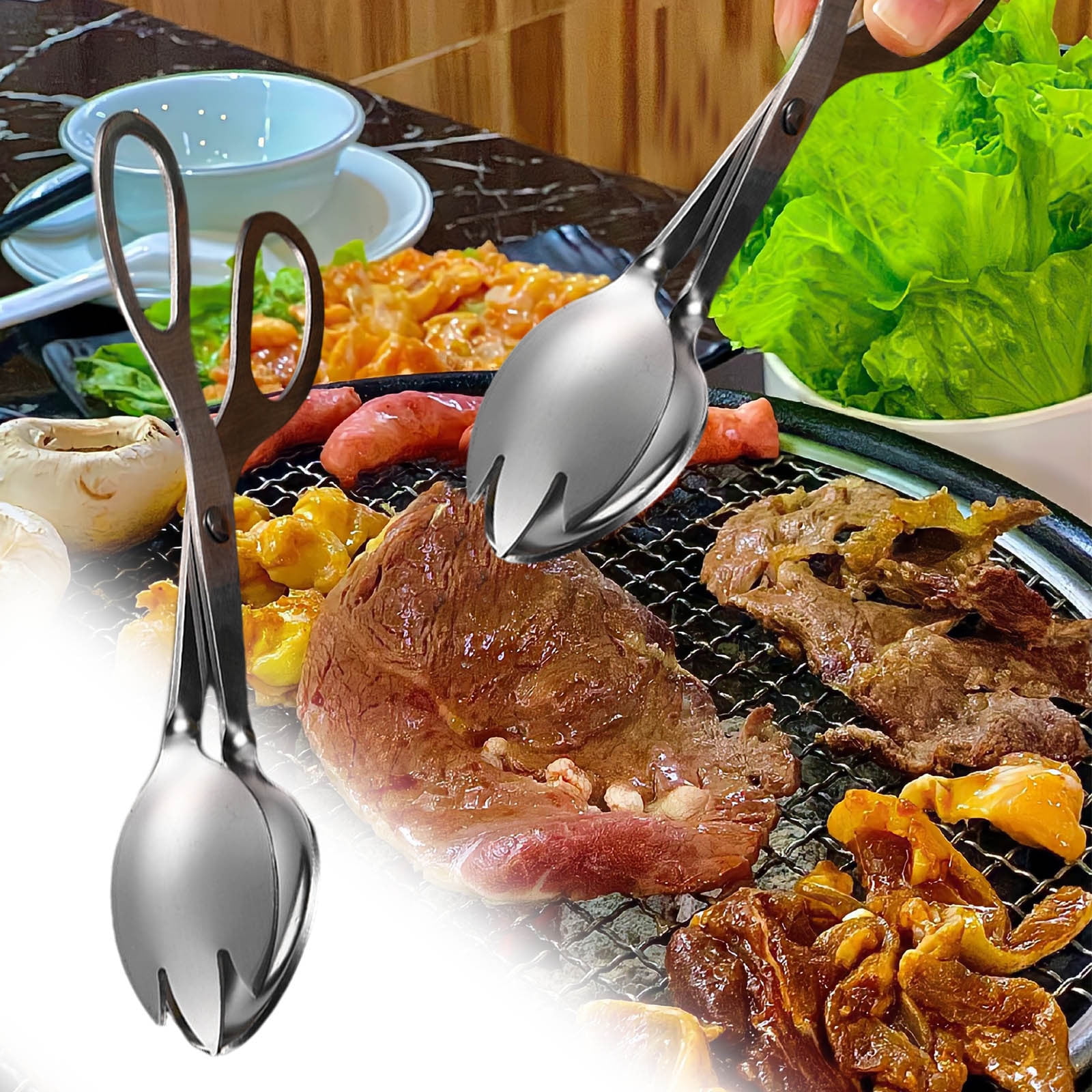 Heavy Duty Stainless Steel BBQ Tongs with Locking Mechanism ...