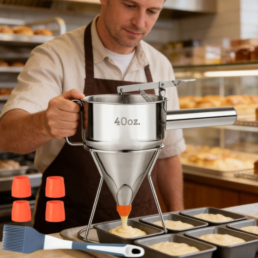 Heavy-Duty Stainless Steel Batter Dispensing Funnel with Detachable ...