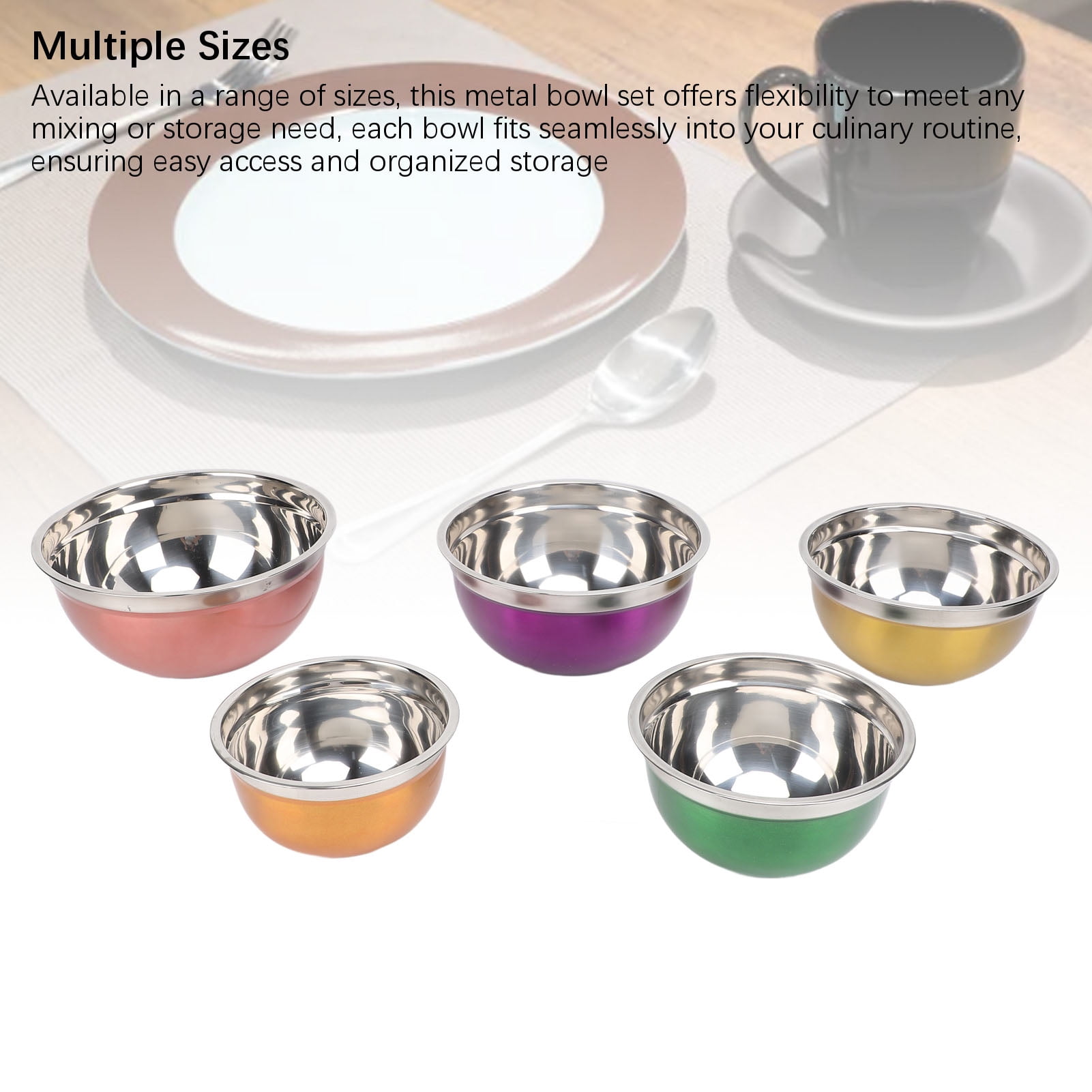 Heavy,Duty Stainless Steel Bowls, 5 Sizes With Lids For Mixing, Baking ...