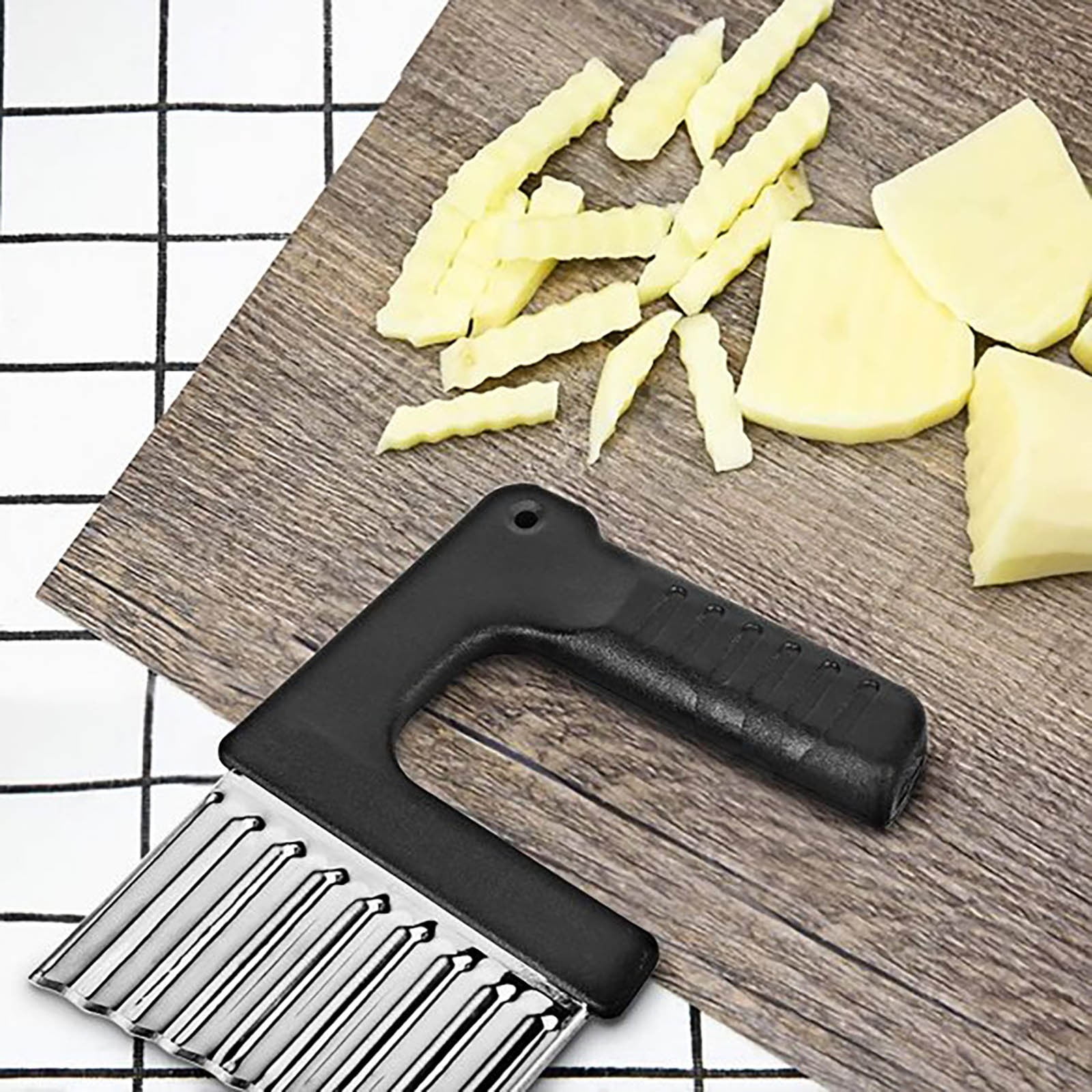 Heavy Duty Stainless Steel Crinkle Cutter Wavy Chopper French Fry