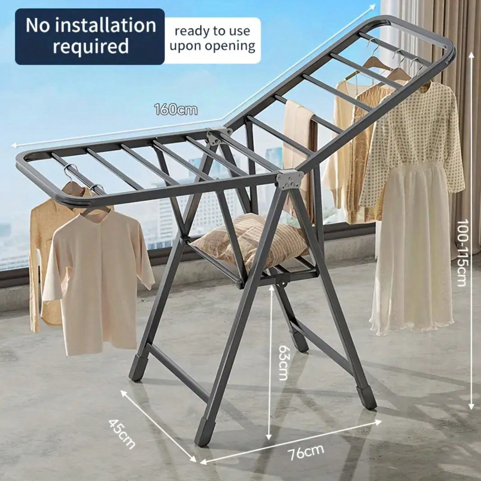 Heavy-Duty Stainless Steel-Like Metal Foldable Clothes Drying Rack With ...