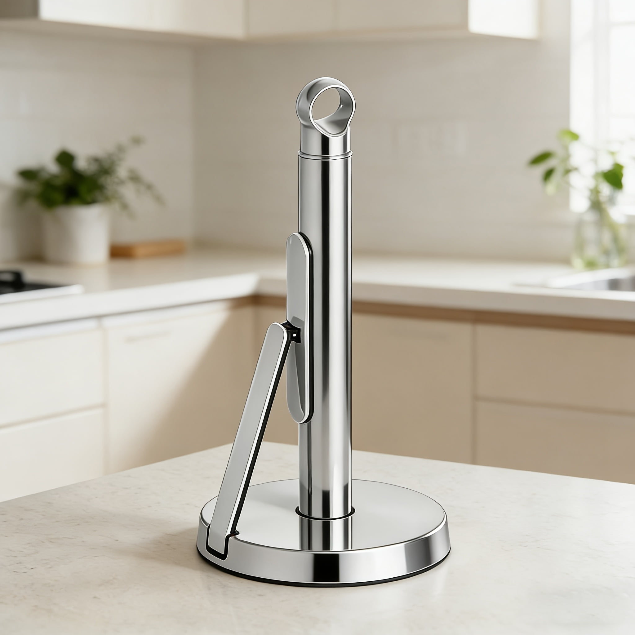 Heavy-Duty Stainless Steel Paper Towel Holder with Tension Arm-Easy One ...