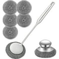 Heavy Duty Stainless Steel Scrubber Set - Long & Short Handle with 5 ...